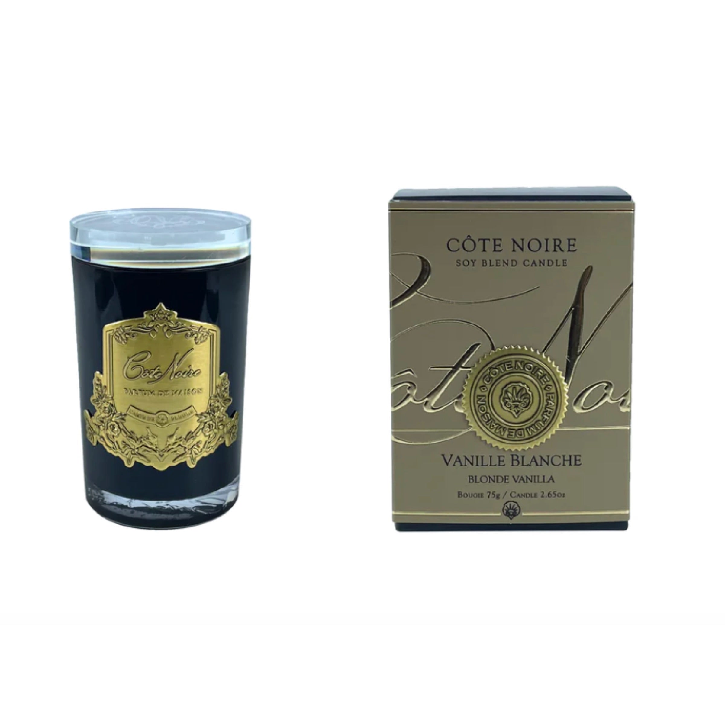 COTE NOIRE-BLONDE VANILLA - GOLD BADGE WITH CRYSTAL GLASS LID – Angela ...